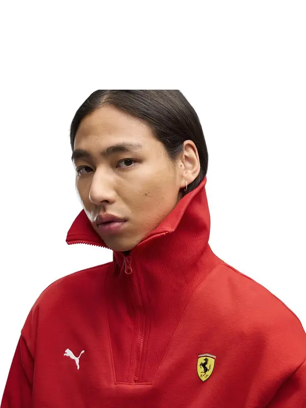 PUMA Scuderia Ferrari Half-zip Fleece Crew Sweatshirt - Red