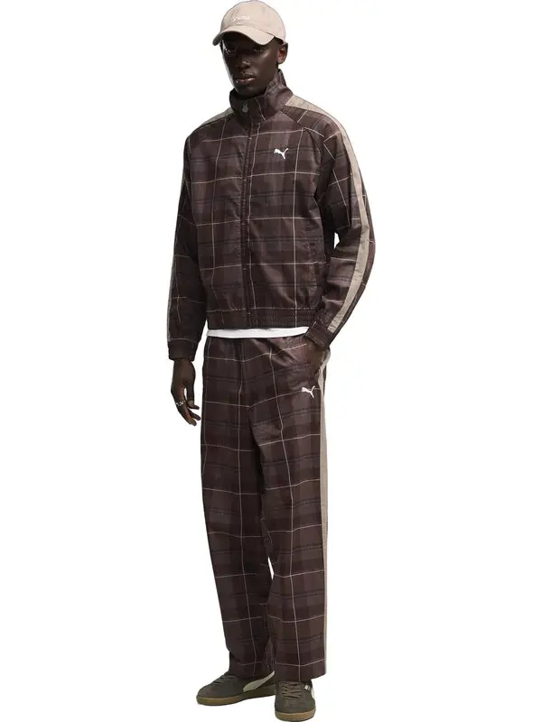 PUMA T7 Relaxed Tartan T7 Track Pants - Brown