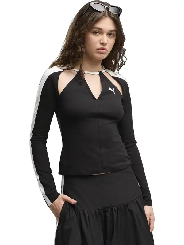 PUMA T7 Slim Long Sleeve Cut-out T-shirt - Black