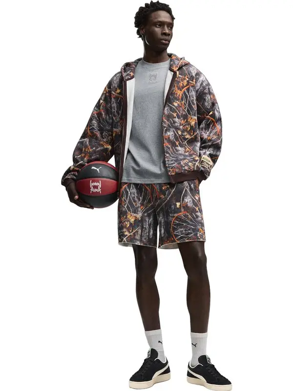 PUMA Dylan Wildcat Printed Basketball Shorts - Brown