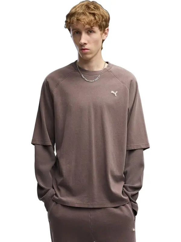 PUMA Essentials Double Layer Long Sleeve T-shirt - Brown