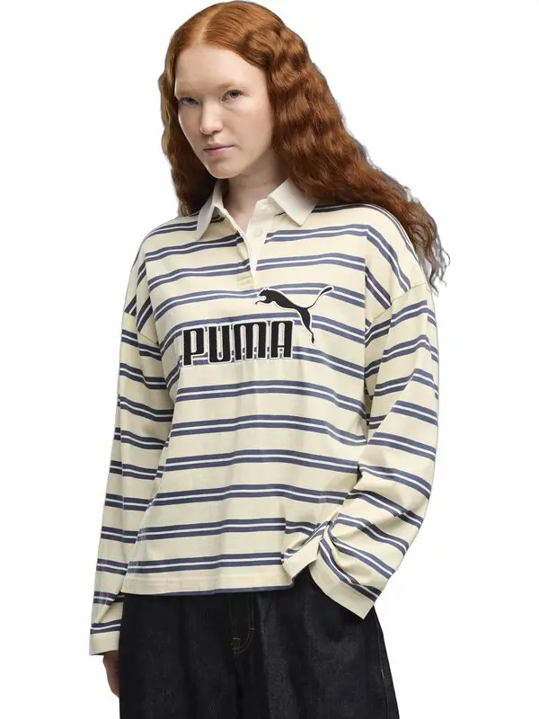 PUMA Elevated Essentials Oversized Long Sleeve Rugby Polo - Yellow