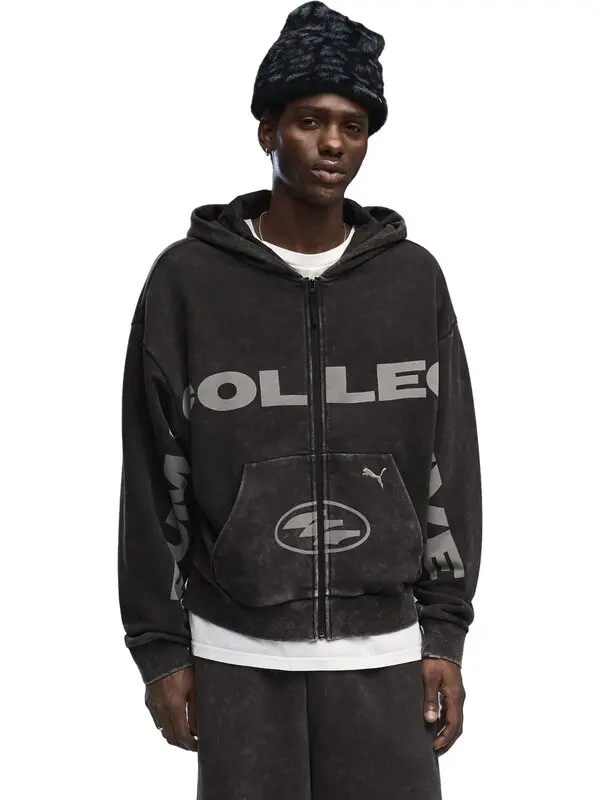 PUMA Zip-up Graphic Hoodie - Black