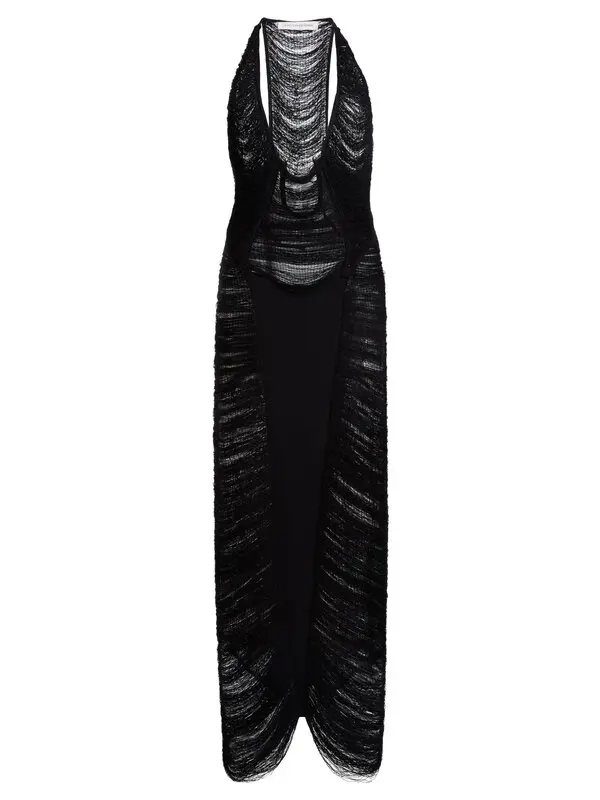 Christopher Esber Fringed Knit Maxi Dress - Black
