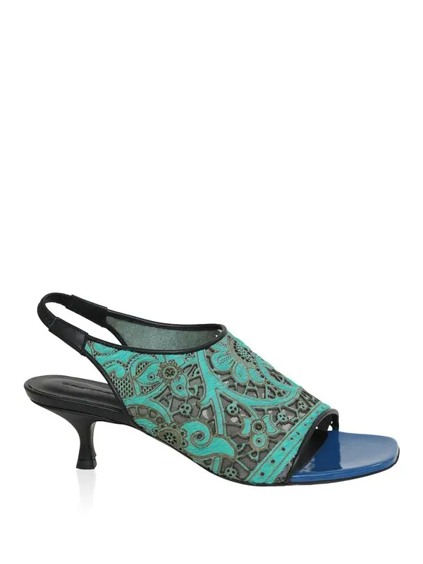 Christopher Esber Leandra Lasercut Calf Hair Heel - Blue