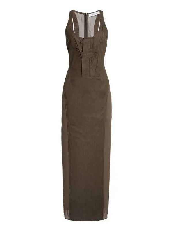 Christopher Esber Cleo Utility Cotton Tank Maxi Dress - Brown