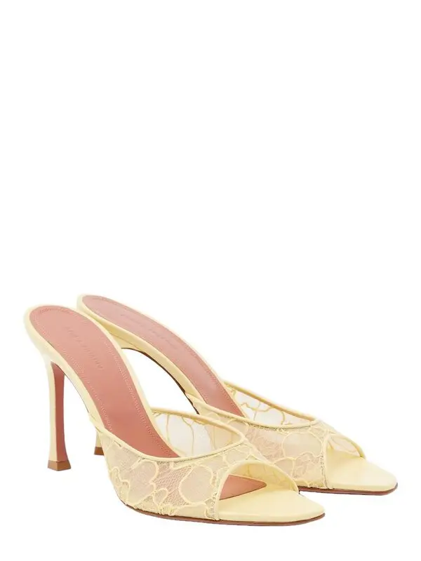 Amina Muaddi Alexa Lace Mules - Yellow
