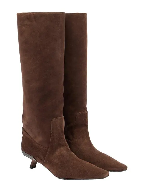 Brunello Cucinelli Monili Suede Knee-high Boots - Brown