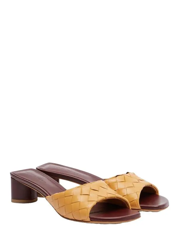 Bottega Veneta Parco Intrecciato Leather Mules - Beige