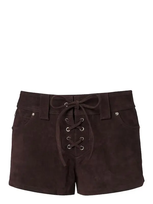 Staud Geo Suede Shorts - Brown