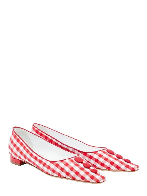 Manolo Blahnik Alexa Gingham Pumps - Red