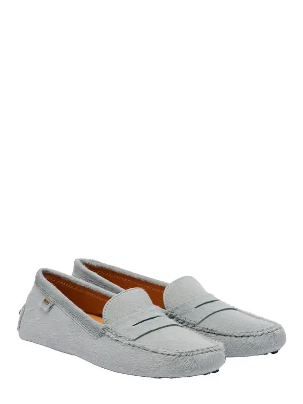TOD'S Gommino Calf Hair Driving Shoes - Blue