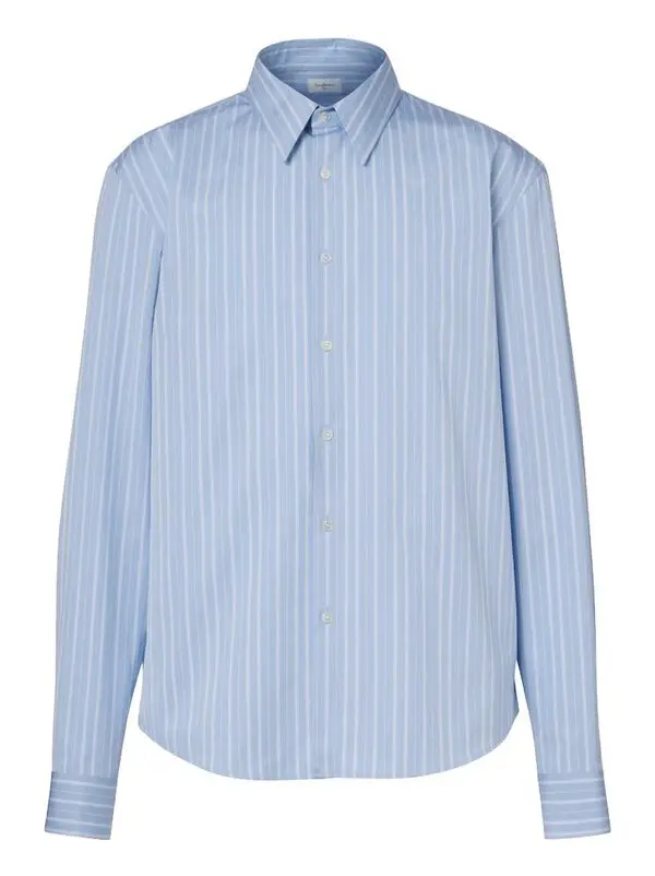 Saint Laurent Striped Cotton Poplin Shirt - Blue