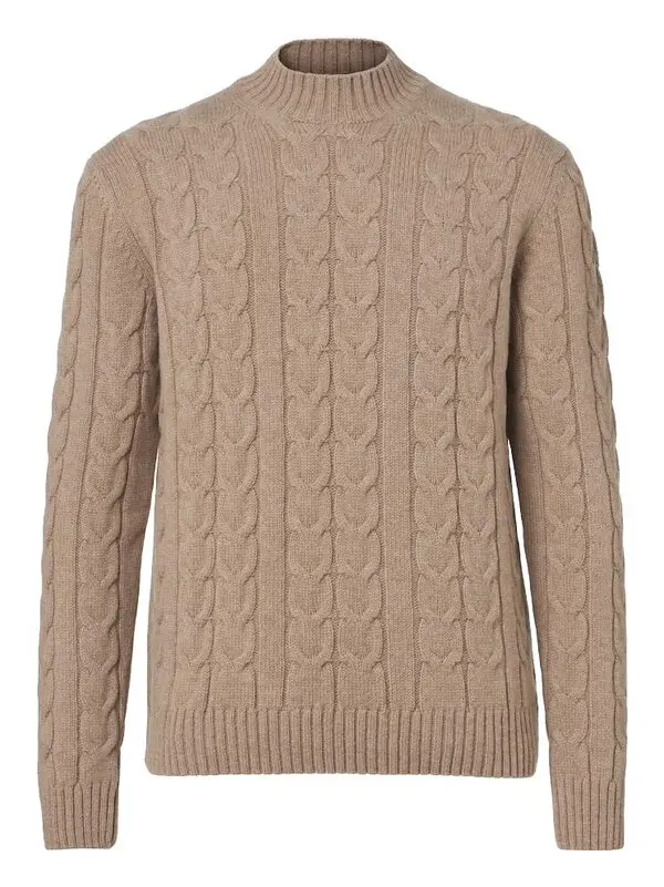 SLOWEAR Cable-knit Virgin Wool Sweater - Brown