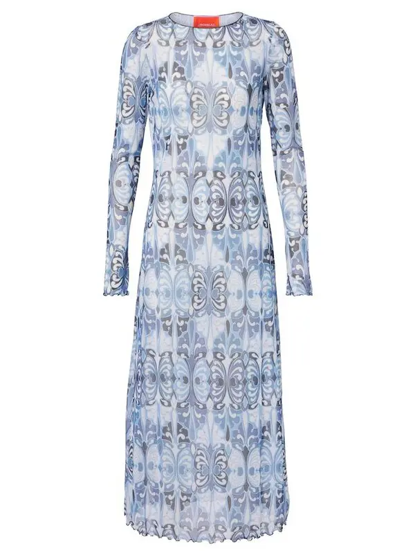 La DoubleJ Slinky Swing Printed Midi Dress - Blue