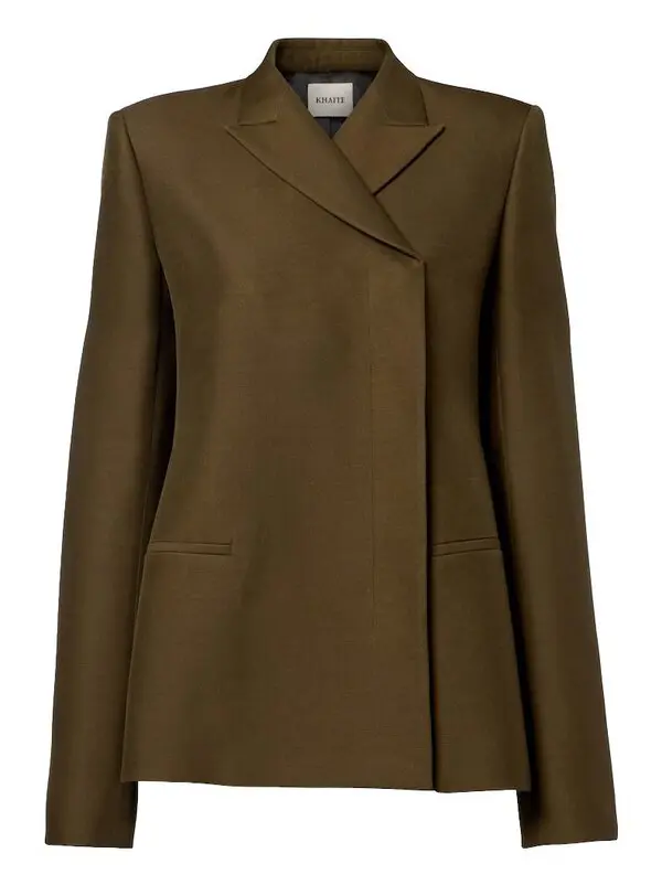 Khaite Silvannah Wool And Silk Cady Blazer - Green