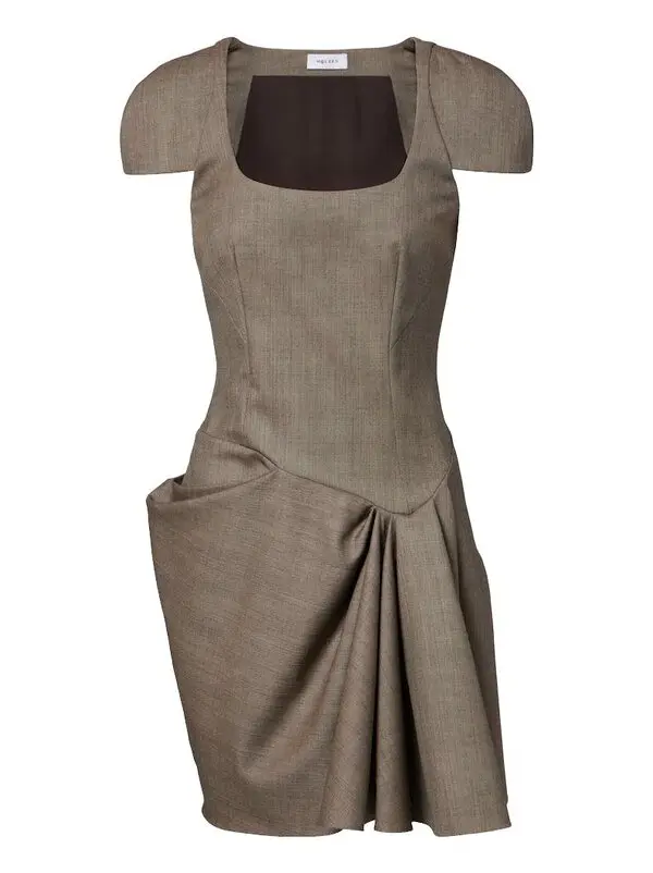 Alexander McQueen Draped Gathered Minidress - Grey