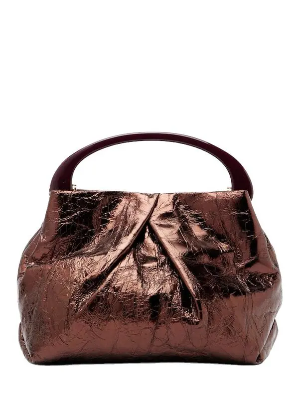 Dries Van Noten Metallic Leather Top-handle Bag - Brown