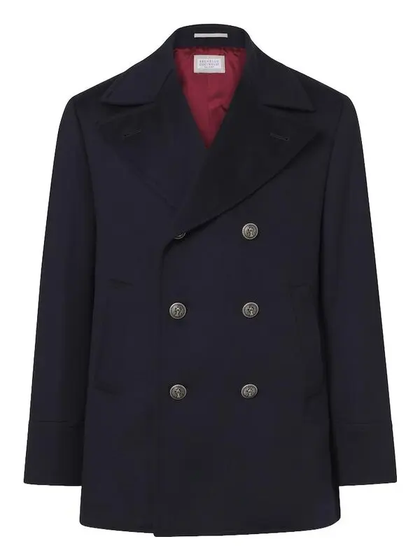 Brunello Cucinelli Virgin Wool Peacoat - Blue