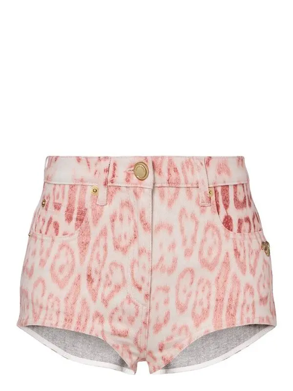 Roberto Cavalli Leopard-print Denim Shorts - Pink