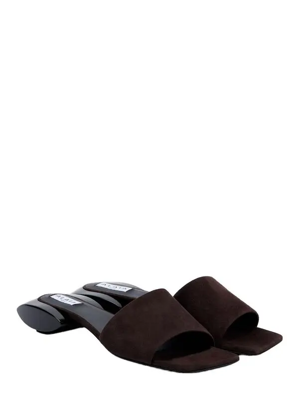 Alaïa Ellipse Suede Mules - Brown