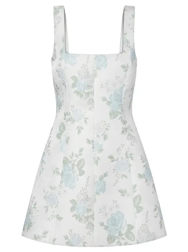 MARKARIAN Floral Lamé Brocade Mini Dress - Blue
