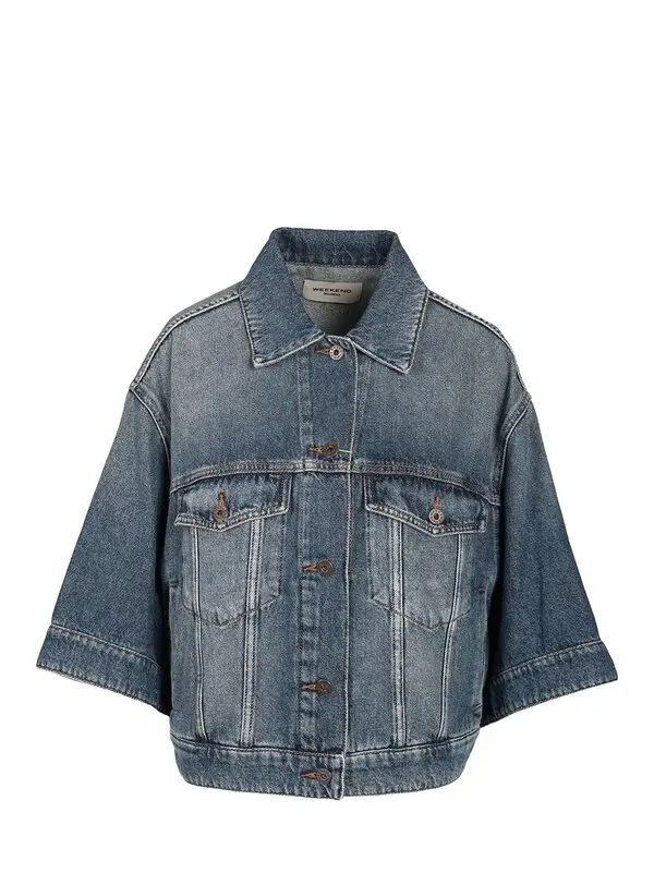 Max Mara Cotton Half-sleeved Jacket - Blue