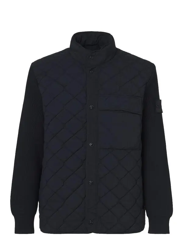 Stone Island Ghost Ribbed-knit Quilted Jacket - Blue