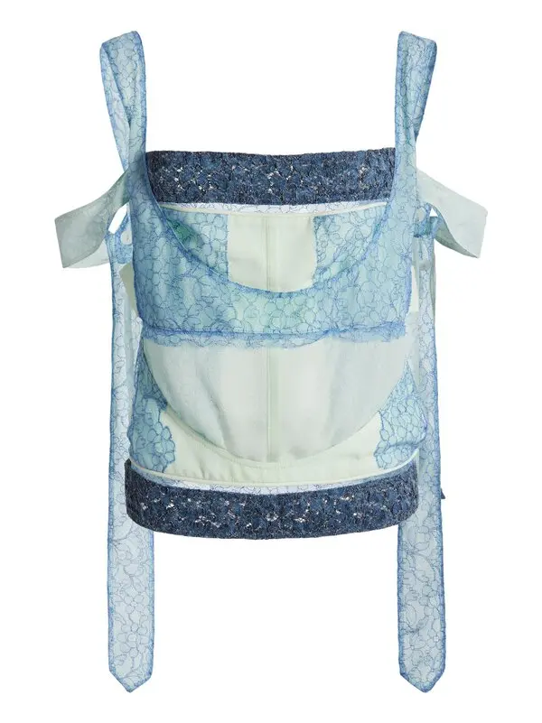 Christopher Esber Utility Suspended Laced Cotton-silk Top - Light Blue