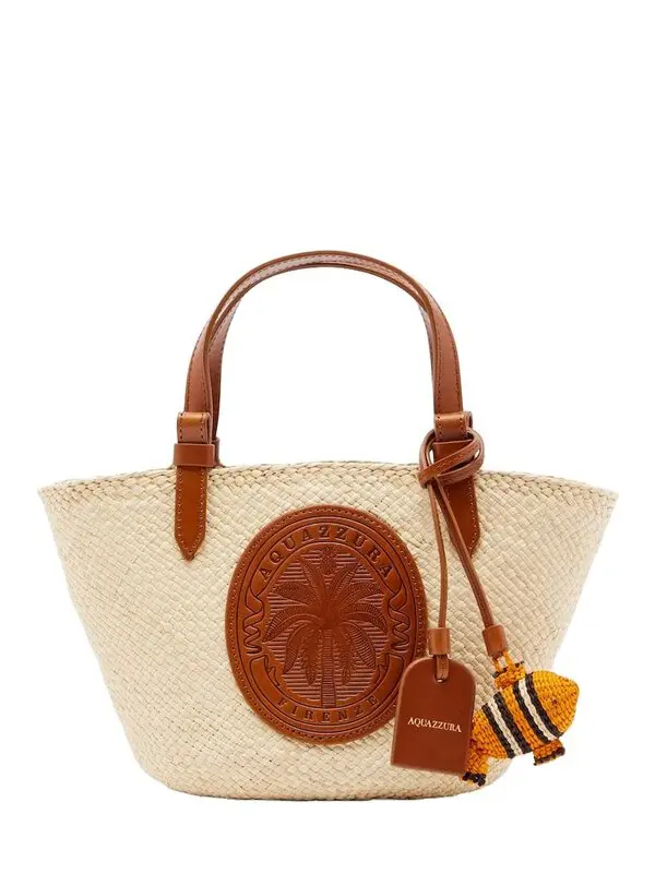 AQUAZZURA Raffia Top-handle Bag - Beige