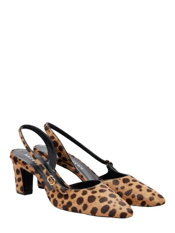 HERBERT LEVINE Calf Hair Slingback Pumps - Brown