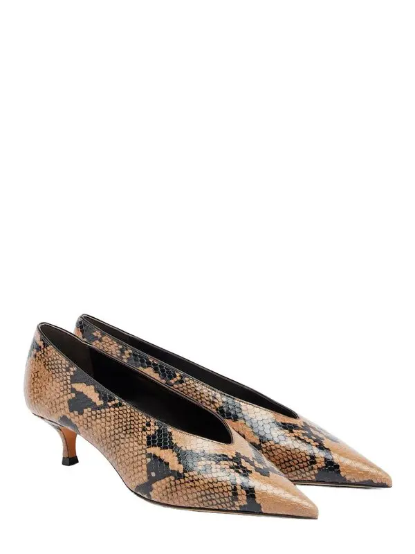 Le Monde Beryl Babouche Snake-effect Leather Pumps - Brown