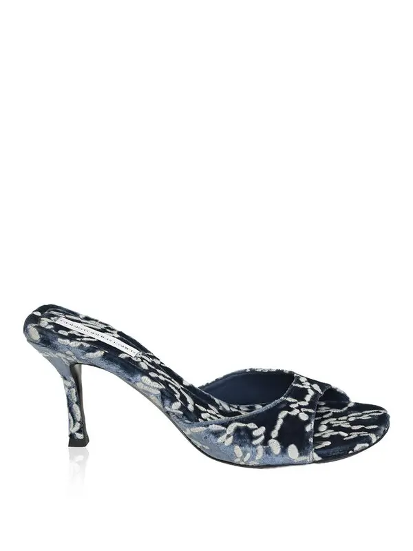 Christopher Esber Delia Embroidered Velvet Mule - Blue