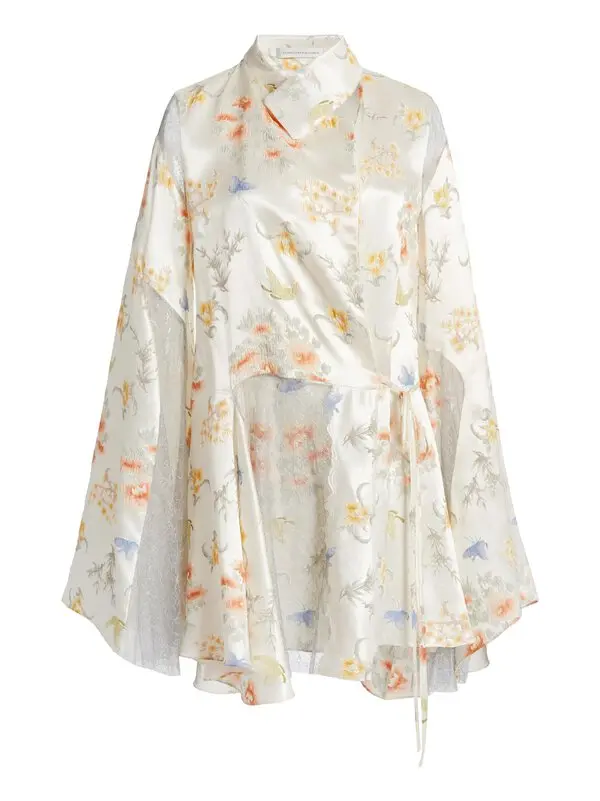 Christopher Esber Heirloom Silk Brocade Wrap Top - White