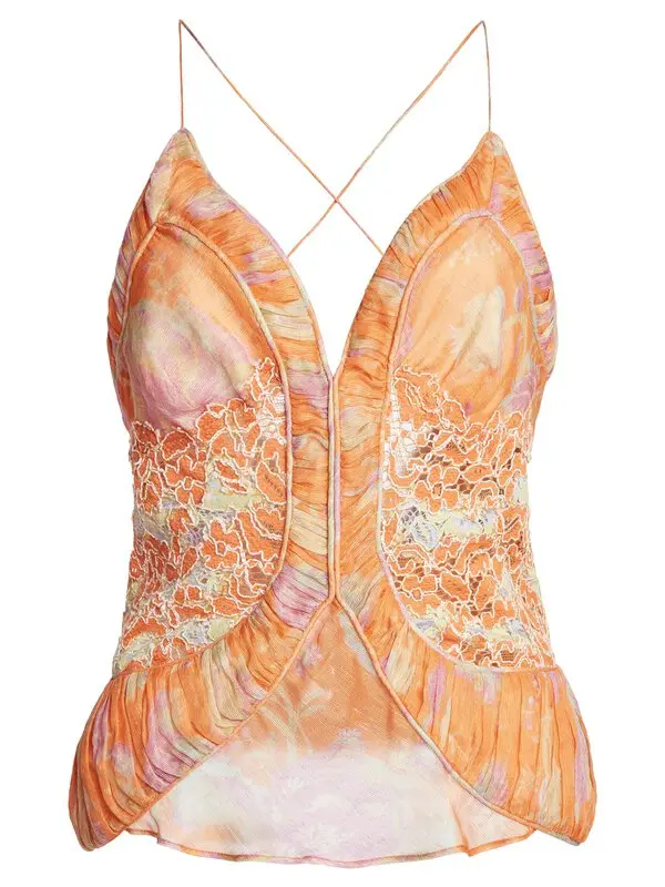 Christopher Esber Siower Linen-silk Blend Gown - Orange