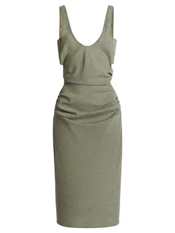 Christopher Esber Banyan Side Twist Tank Wool-blend Midi Dress - Grey