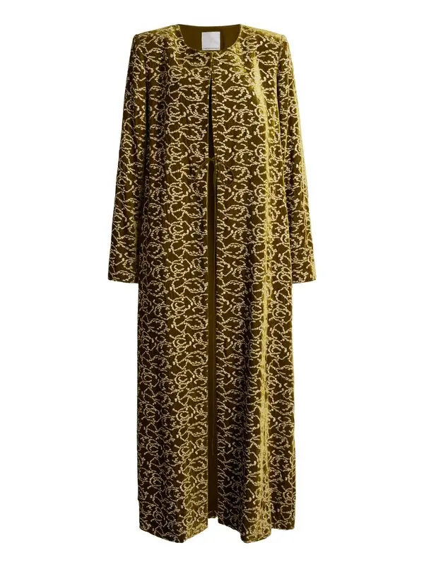 Christopher Esber Embroidered Silk Velvet Robe Coat - Green