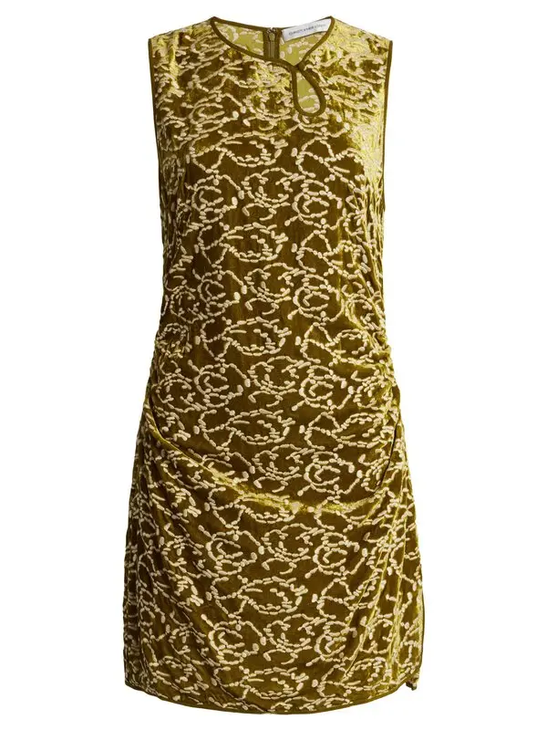 Christopher Esber Embroidered Silk Velvet Loophole Mini Dress - Green