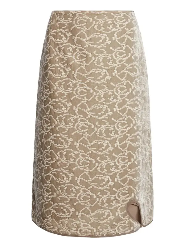Christopher Esber Embroidered Velvet Silk Midi Skirt - Brown