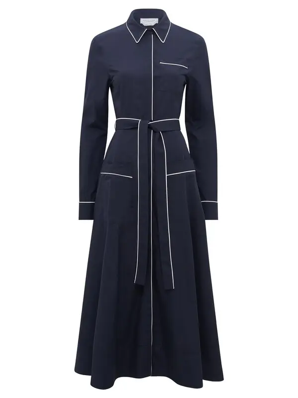 Gabriela Hearst Alisea Cotton Shirt Maxi Dress - Navy