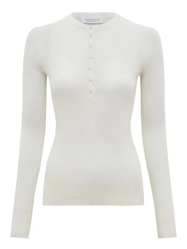 Gabriela Hearst Anges Cashmere-silk Henley - White