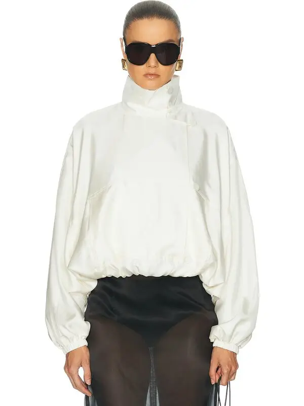 RÓHE Silk Blouson Anorak Jacket - Cream