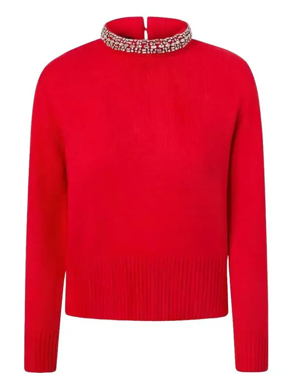 Pinko Berlino Crystal Embellished Sweater - Red