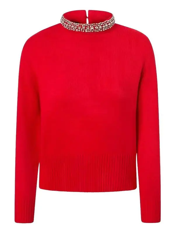 Pinko Berlino Crystal Embellished Sweater - Red