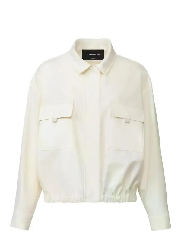 Fabiana Filippi Ecru Bomber Jacket With Flap Pockets - Neutrals