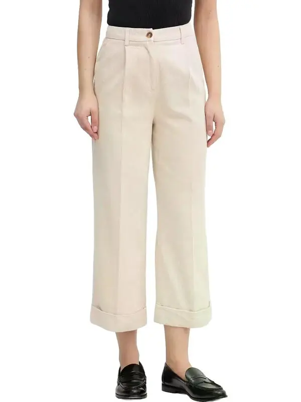 BENETTON Pleated Turn-up Trousers - Neutrals