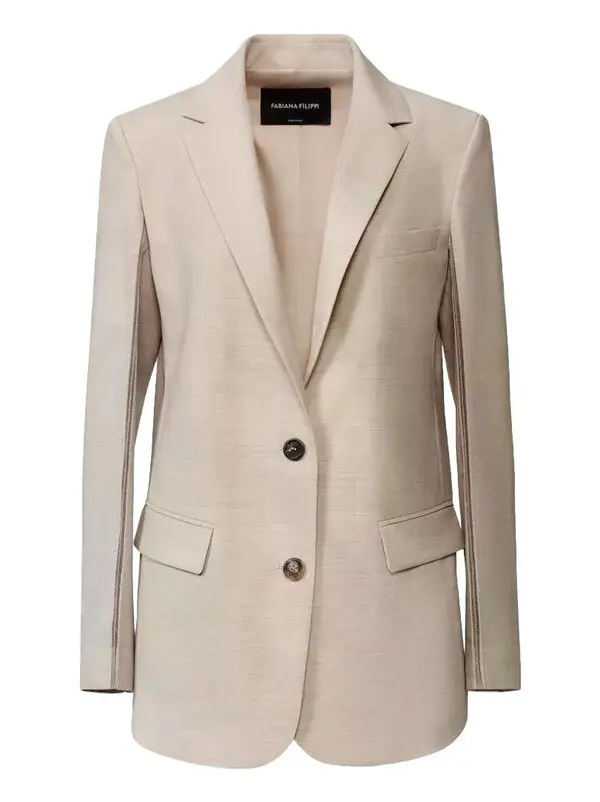 Fabiana Filippi Single-breasted Blazer With Beaded Trim - Neutrals