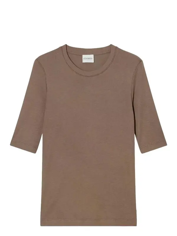 Closed Crew-neck Short-sleeve T-shirt - Brown