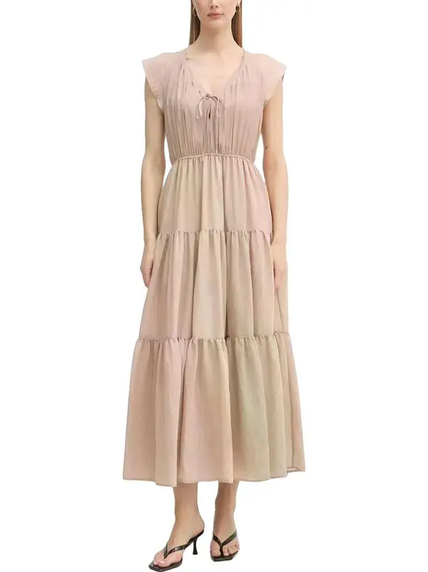 GAUDI Pleated Tiered Midi Dress - Neutrals