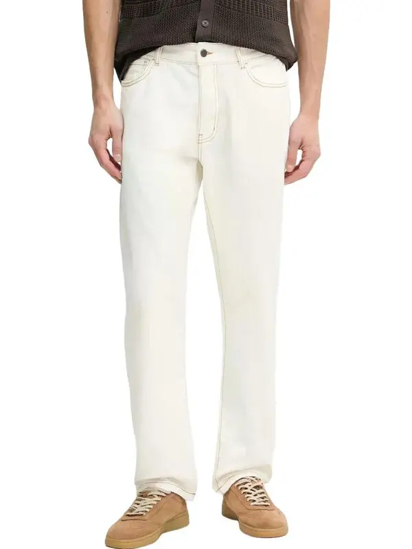 BENETTON Contrast Stitch Logo Patch Jeans - Neutrals